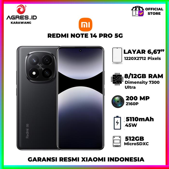 Promo XIAOMI REDMI NOTE 14 PRO 5G 8GB 256GB-12GB 512GB Garansi Resmi ...