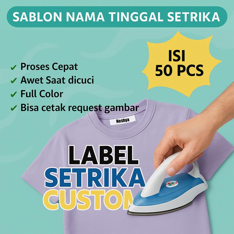 Stiker Kain Nama custom / Label Nama Anak/ Sablon Nama Baju / Sablon ...