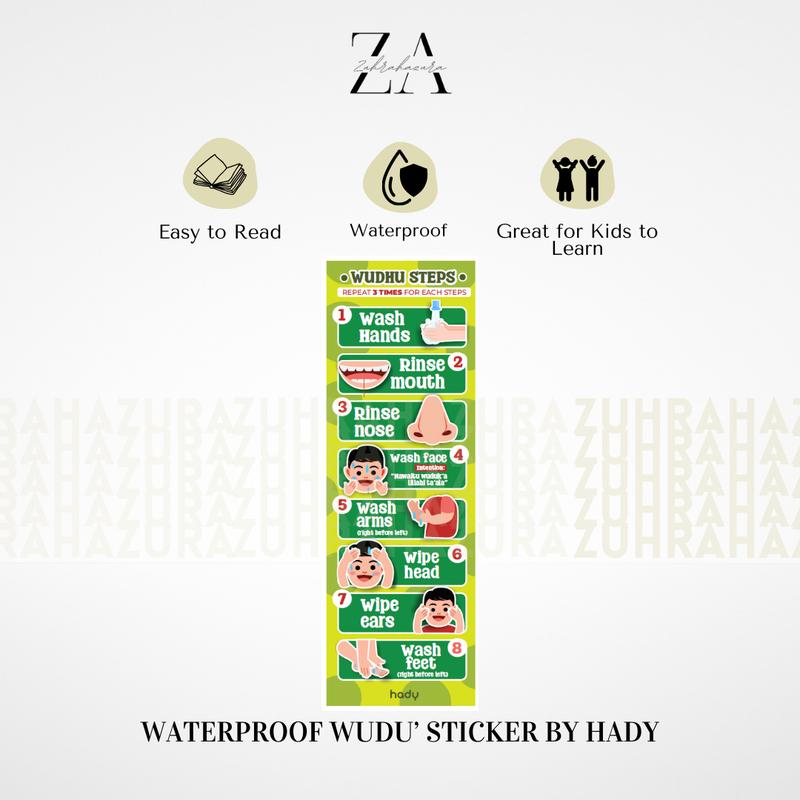 Hady Waterproof Wudu Sticker with Islamic Dua Step by Step Guide ...