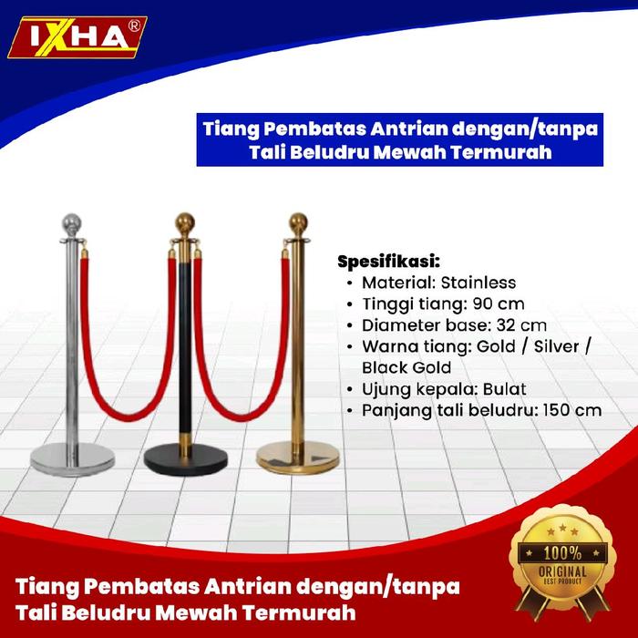 Jual Tiang Pembatas Antrian dengan Tali Beludru Bludru Mewah Termurah ...