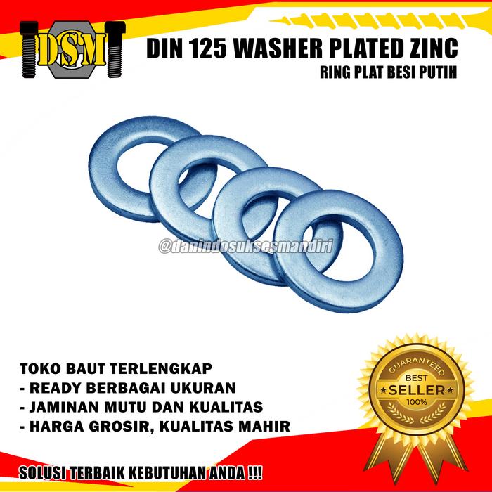 Jual (100 PCS) Ring Plat Putih / DIN 125 Flat Washer Plated / Ring WP ...