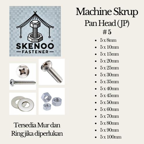 Jual (10 PCS) Baut JP (Pan Head) Ukuran M5, Kepala Obeng, Panjang 8mm ...