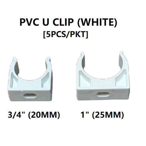 [5pcs/pkt] 3/4"(20MM) / 1"(25MM) PVC White U Clip / Saddle U Clip ...
