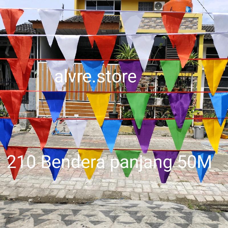 Bendera Hias Segitiga Warna Warni Merah Putih 200 Bendera 50Meter ...