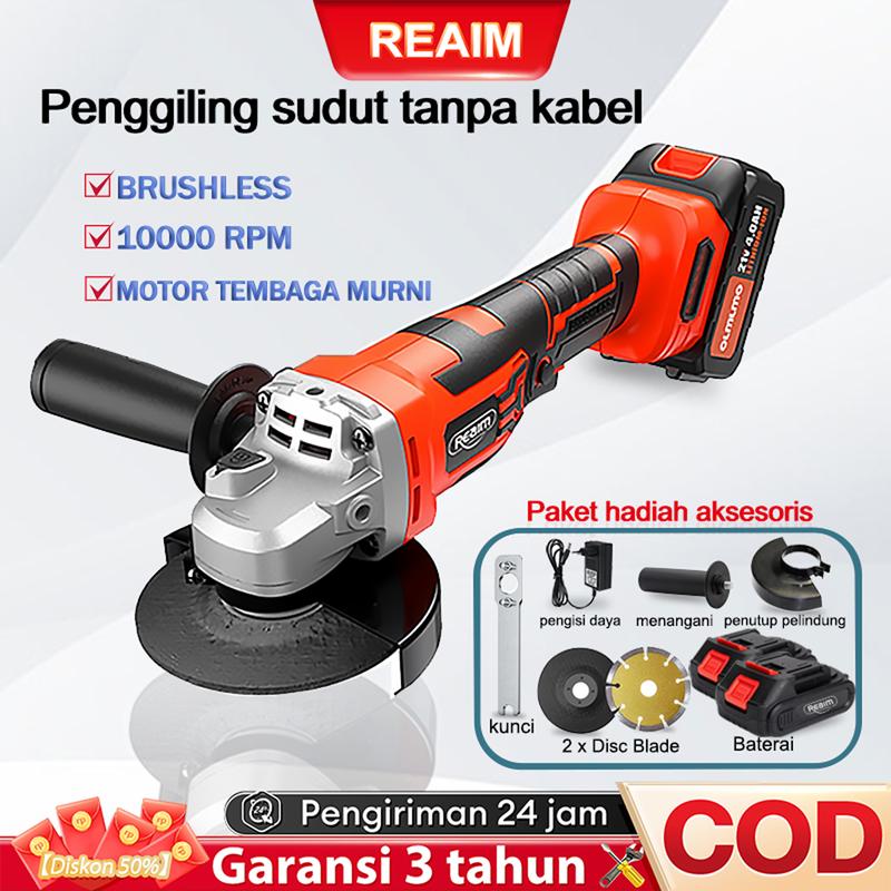 REAIM Gerinda Baterai Brushless 4Inch 450W Mesin gerinda Baterai - Shop ...