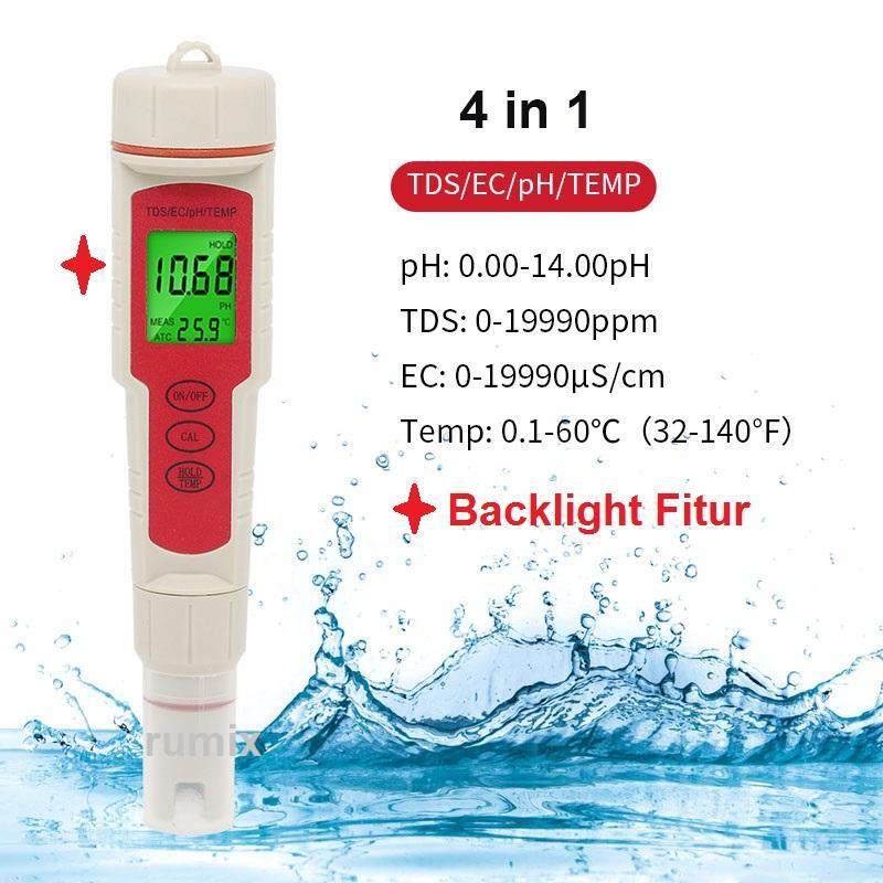 No garansi. EZ9908 PH TDS EC Temperature Meter Tester ATC EZ-9908 Temp ...