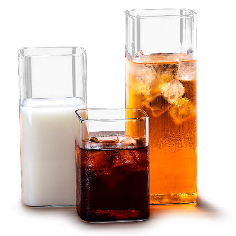 Square Drinking Glasses, Square Glass Cups Modern Glassware Trendy ...