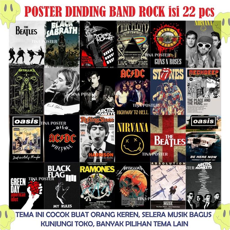 [isi 22] Poster Dinding Tema Band Rock | hiasan dinding | hiasan - Shop ...