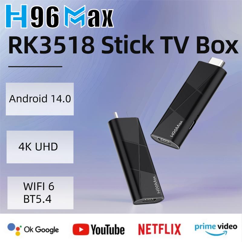 H96 MAX Android 14.0 Mini TV BOX RK3518 Stick Black 4K UHD WiFi ...