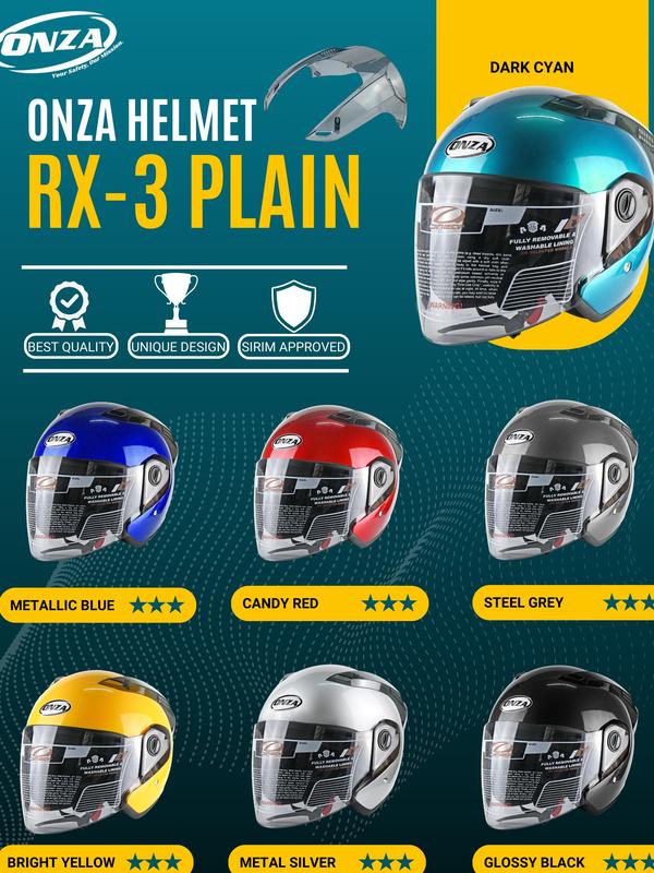 ONZA MOTOR HELMET - RX-3 PLAIN WITH TINTED VISOR (SIRIM APPROVED ...