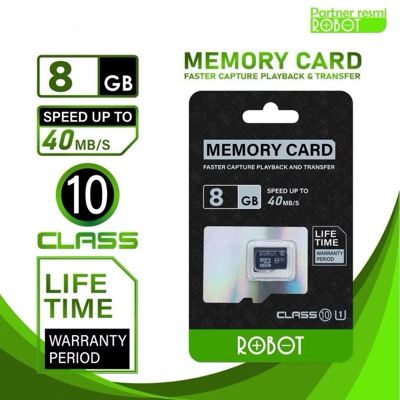 MEMORY CARD 8GB CLASS10 ORIGINAL ROBOT KARTU MEMORI MICRO SD - Shop ...