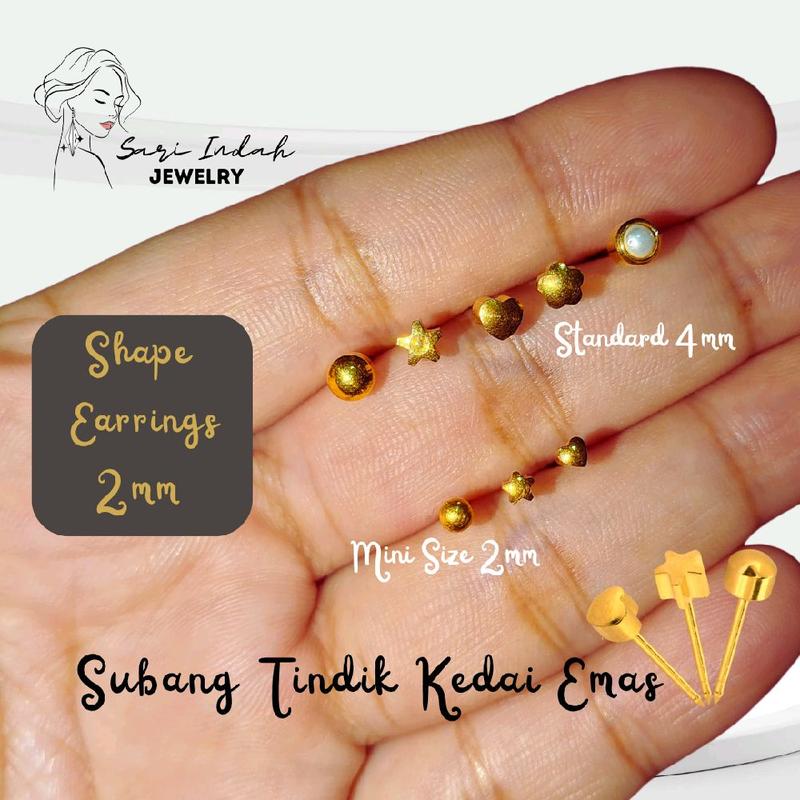 SHAPE GOLD 2MM Subang Tindik Kedai Emas - TikTok Shop Malaysia