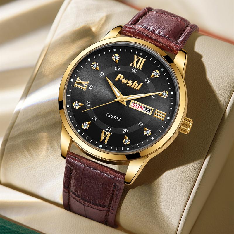 POSHI Men's Quartz Watch Waterproof Night Light Men's Watch Fashion ...