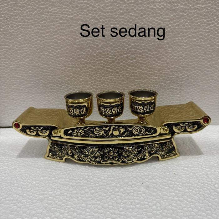 Jual Tatakan gelas dan gelas sembahyang kuningan taiwan sedang set ...