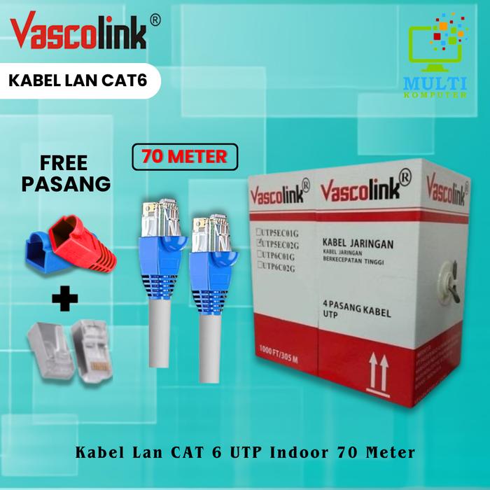 Jual Kabel LAN Vascolink 70 M UTP RJ45 Cat6 ORIGINAL Vascolink 70 Meter ...