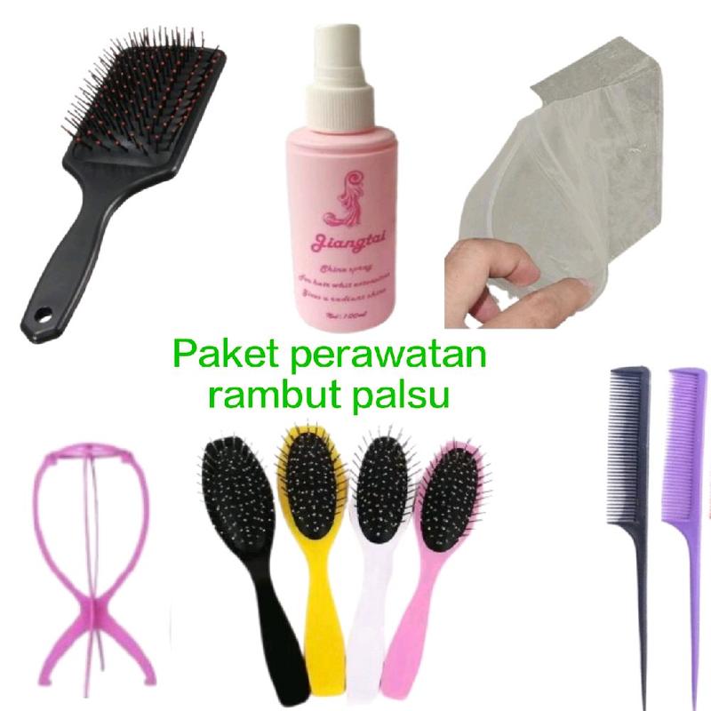 Paket Perawatan rambut palsu / perawatan hair clip /Sisir anti khusut ...