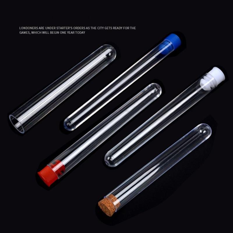 School Lab Supplies With Screw Cap Plastic Test Tubes Clear Round ...