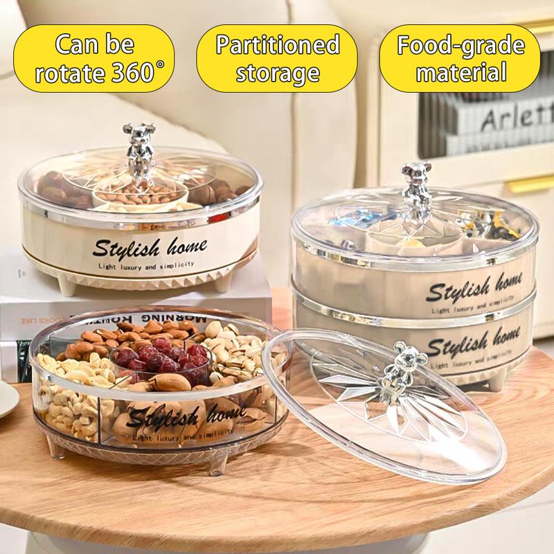Portable Snack Box-Rotating Double Layer Snack and Candy Organizer ...