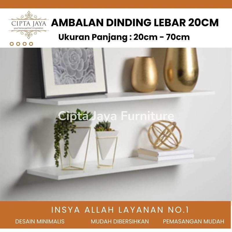 Ambalan Rak Hambalan Papan Dinding LEBAR 20 cm Rak Kayu Tempel - Shop ...