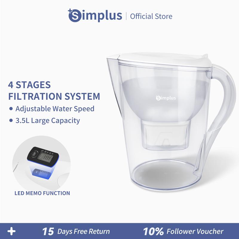 Simplus Water Filter Jug 3.5L Adjustable Speed LED Screen Reminder ...
