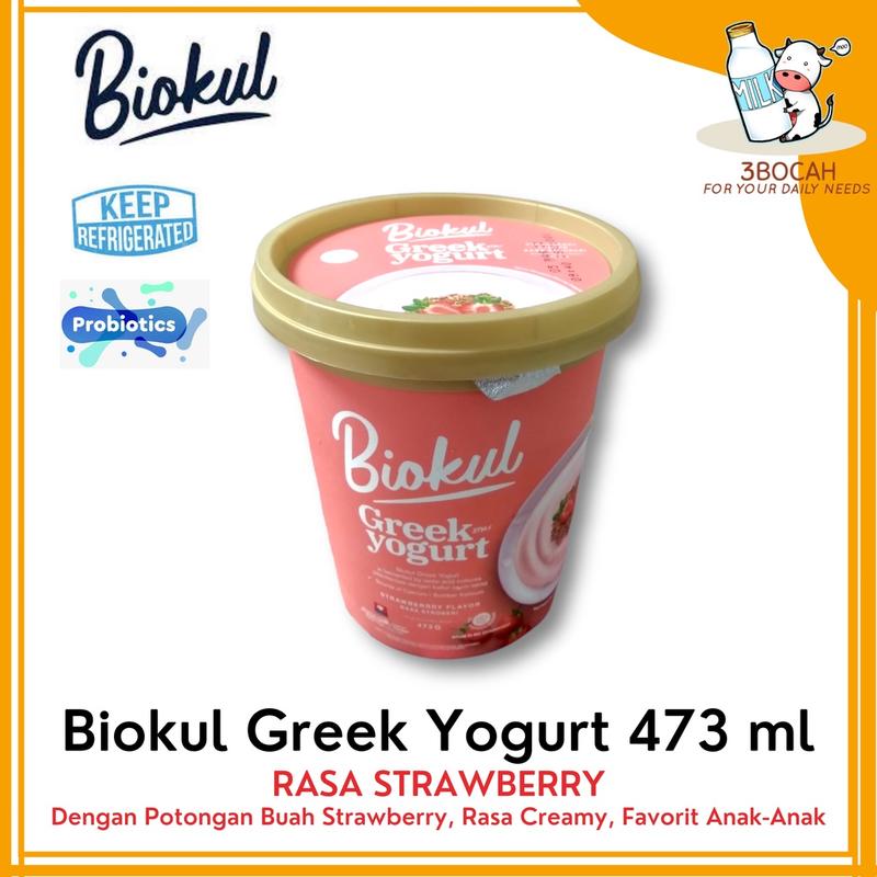 A Biokul Greek Yogurt Plain / Honey / Strawberry 473 Gram Dari Diamond ...