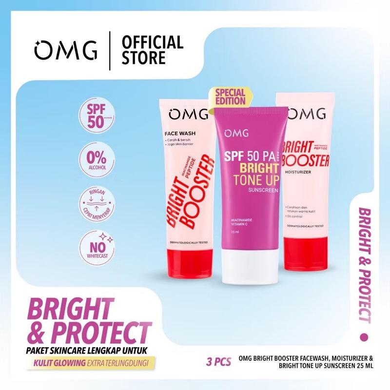 OMG Bright Booster Glow Kit - Paket Tone Up (Facewash, Moisturizer ...