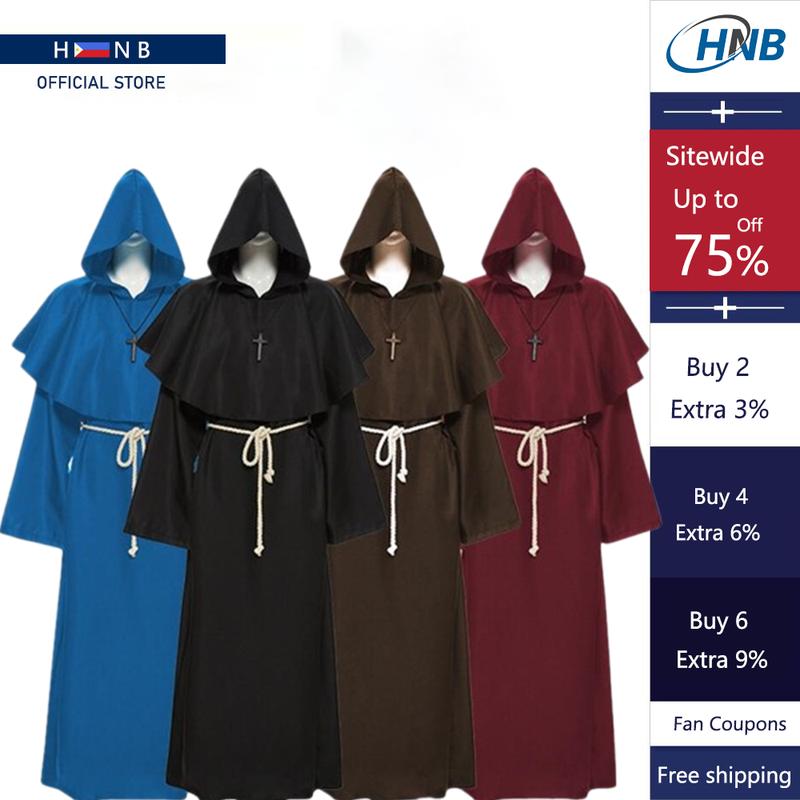 Adult Man Wizard Costume Medieval Monk Friar Robe Christian Priest ...