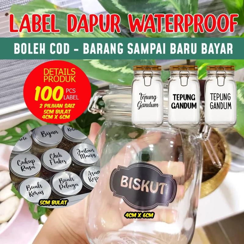 FZ Sticker Label Dapur Waterproof 100pcs/set Readymade Readystock ...