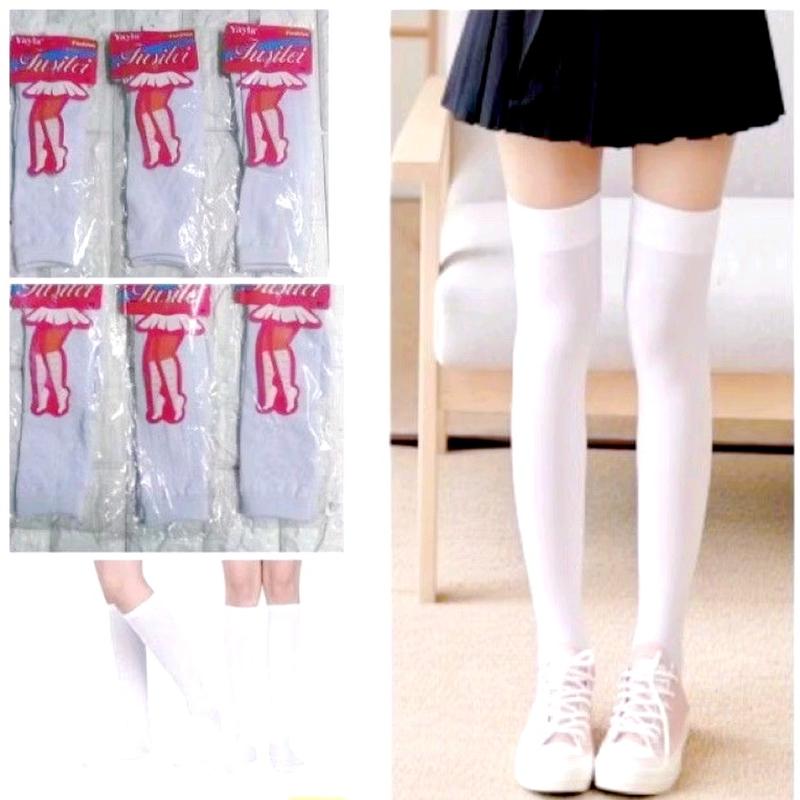 12Pairs Girls White Knee High Long Socks Children's Student Socks ...