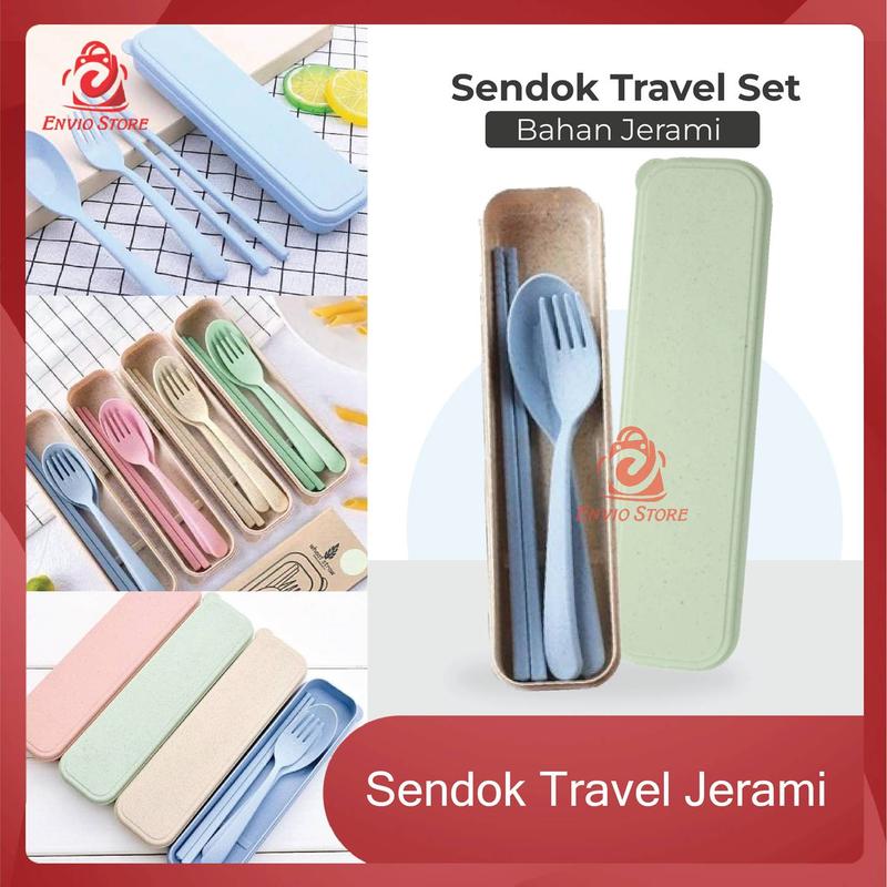 ENVIO - Sendok Travel Set Bahan Jerami (Sendok+Garpu+Sumpit+Box) - Shop ...