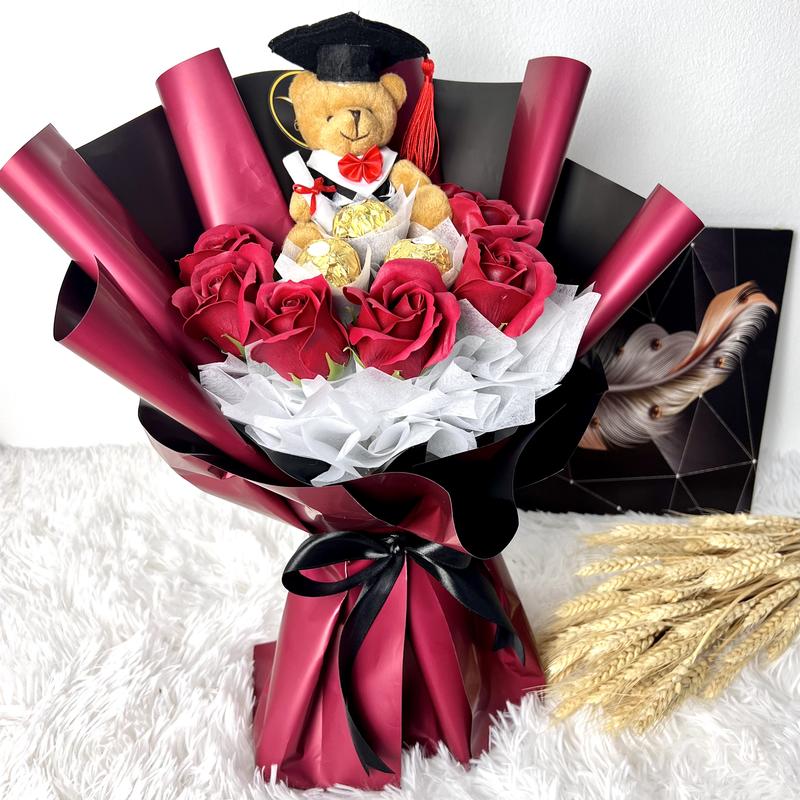Convocation Bouquet 7 Soap Rose Bear Rocher Bouquet Konvokesyen ...