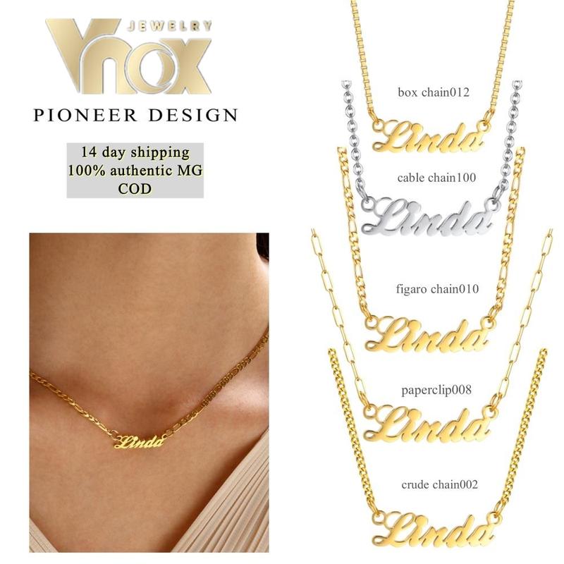 Kalung Nama Peribadi, Vnox, Bersalut Emas, Cantik, Barang Kemas ...