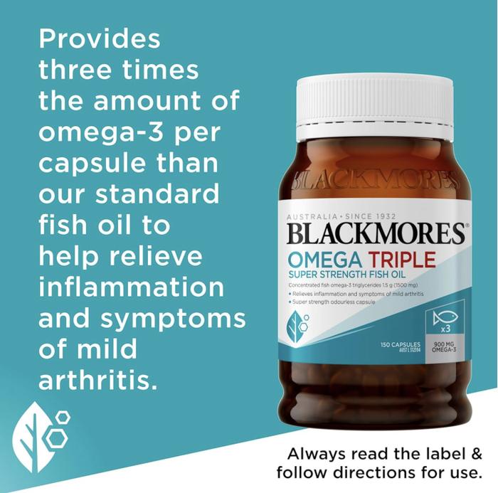 Jual Blackmores Omega Triple 150 Capsules Super Strength Fish Oil - ED ...