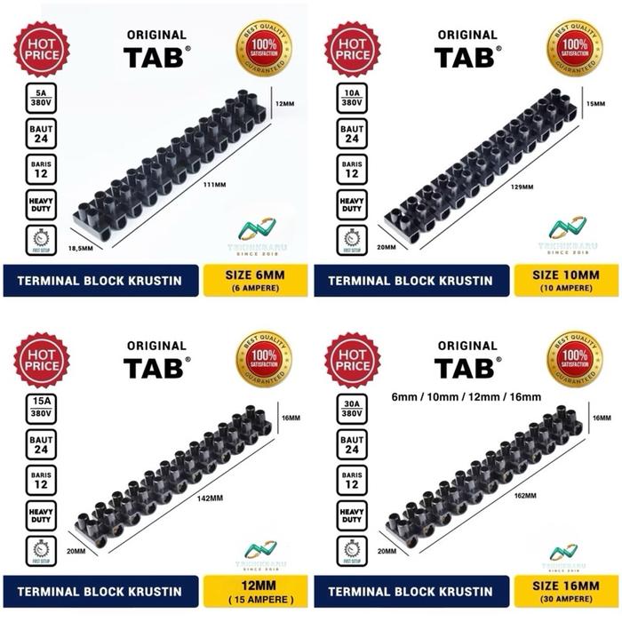 Promo Konektor Kabel Terminal Blok Krustin Hitam 6mm 10mm 12mm 16mm ...