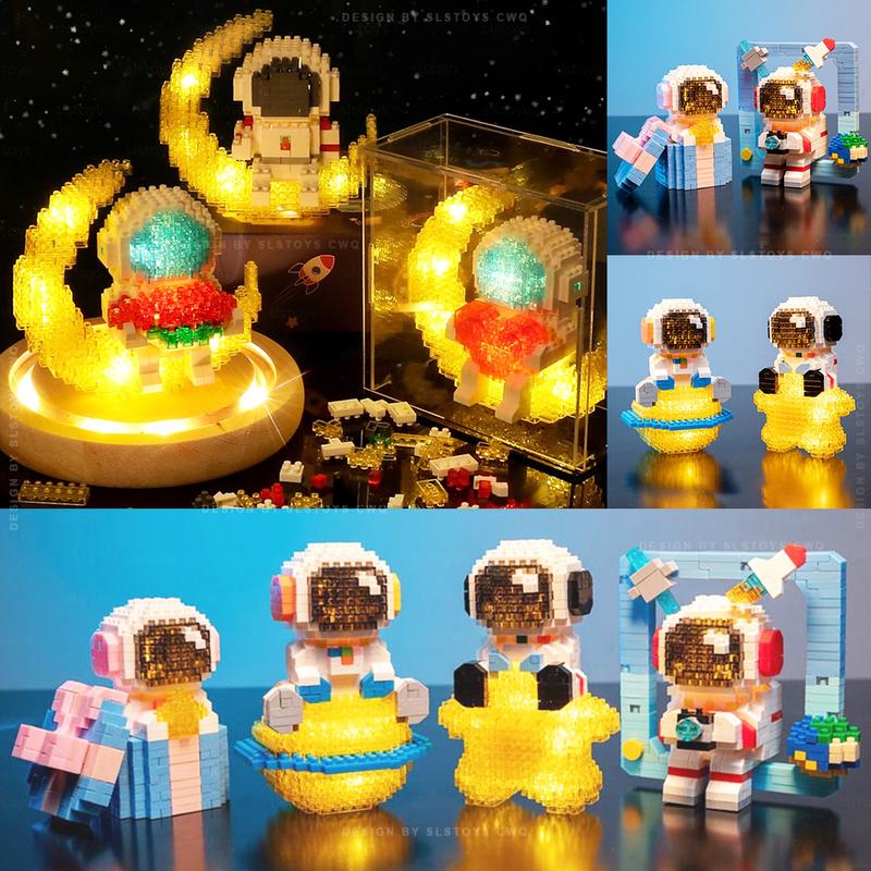 Ready Stock Building Block Nano 3D DIY Astronaut Lighting Star - TikTok ...