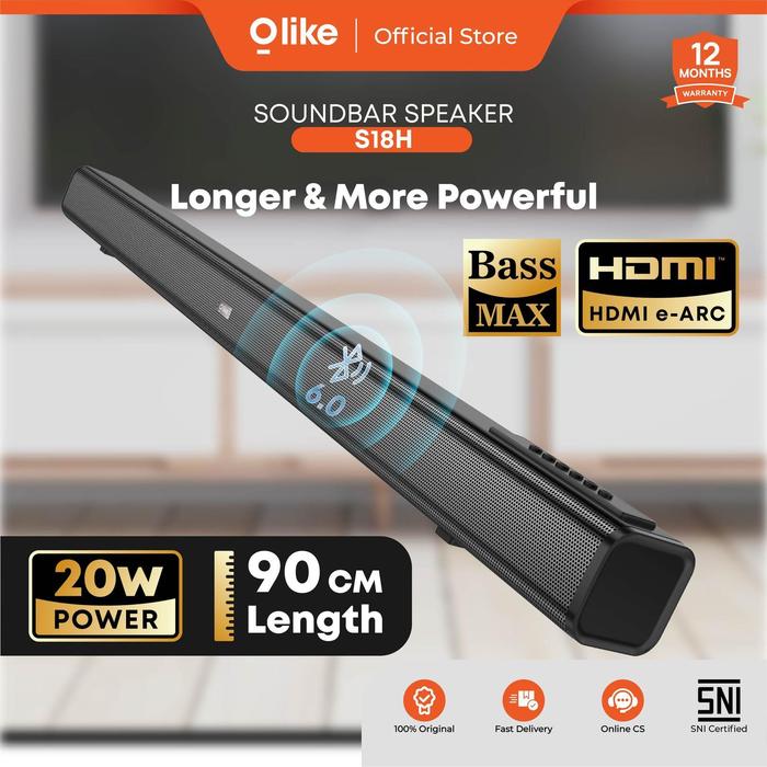 Promo OLIKE S18H Speaker 20W Soundbar Full Bass Connectivity HDMI e-ARC ...