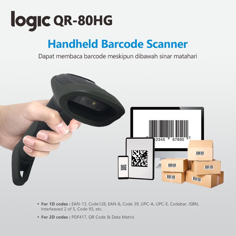 Logic QR-80HG Barcode Scanner Otomatis Scan Dari Layar LCD Koneksi USB ...