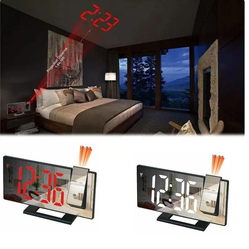Jam penggera digital LED ABS, paparan suhu, 6 warna, dengan projektor ...