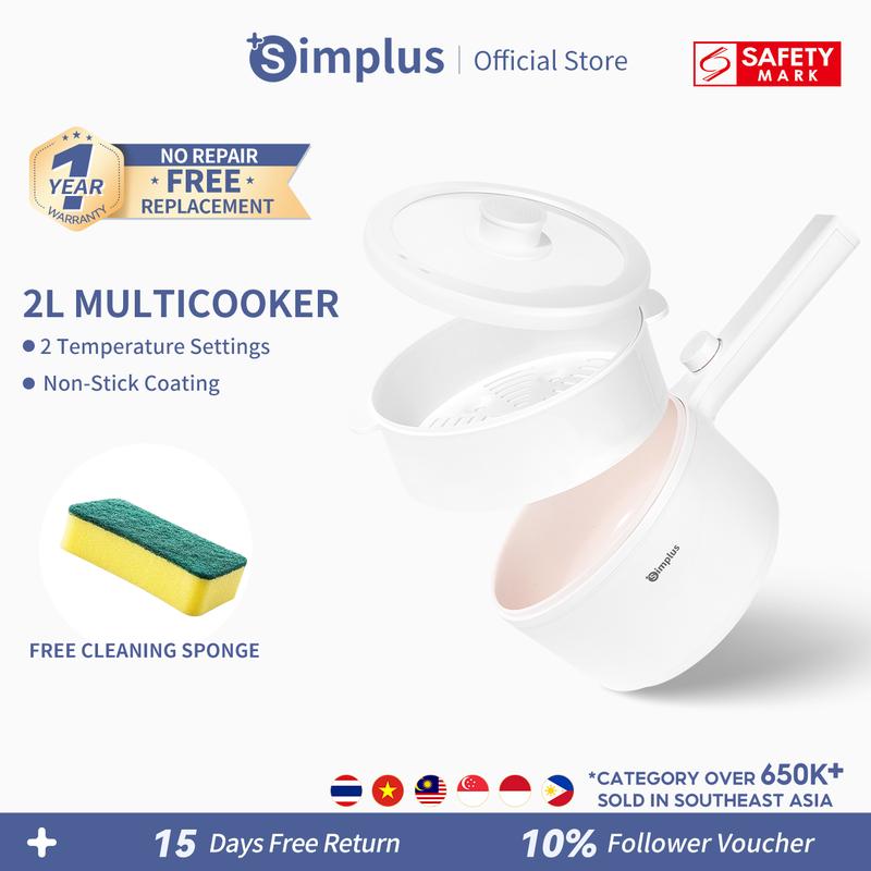 Simplus Multicooker With Steamer 2L/1.5L Electric Hot Pot Cooker Non ...