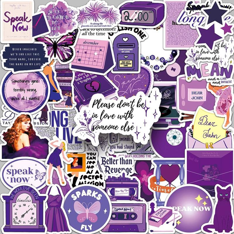 50Piece Taylor Swift Speak Now Purple Sticker DIY Waterproof - TikTok ...