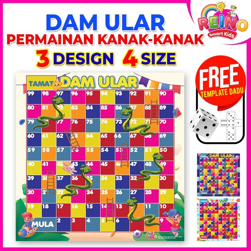 DAM ULAR PERMAINAN KANAK-KANAK (FREE TEMPLATE DADU), DAM PELBAGAI ...