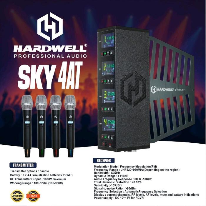 Promo HARDWELL Microphone Wireless SKY 4AT / SKY-4AT 4Mic + Antenna ...