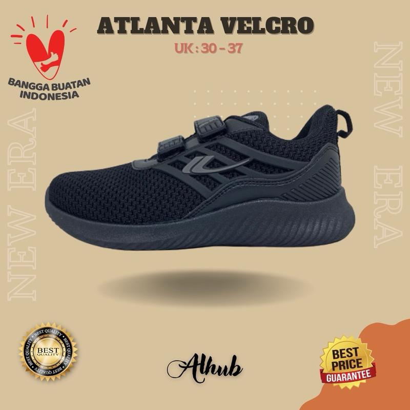 Sepatu New Era Atlanta Velcro Hitam - Hitam Sepatu Sekolah/ Sepatu ...