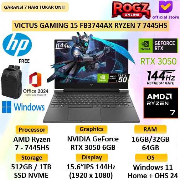 Promo HP Victus 15 Ryzen 7 7445HS RTX 3050 32GB 1TB SSD W 11 + OHS 15.6 ...