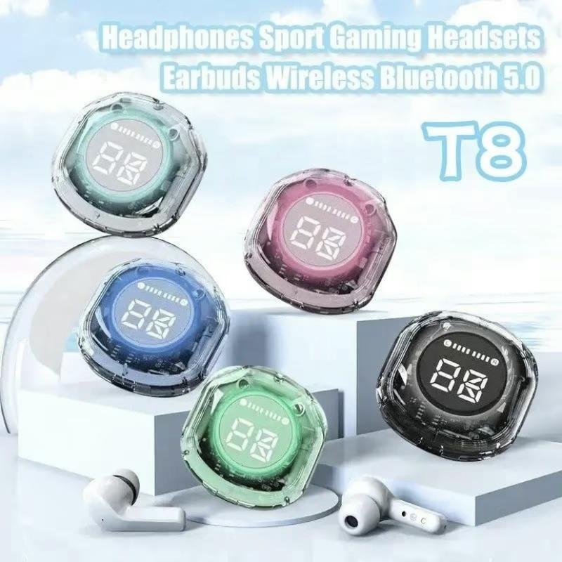 T8 TWS Wireless Bluetooth Headset ENC Headphones LED Power Digital ...