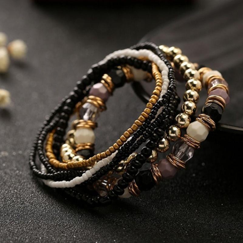 Gelang anjal Boho, pesona fesyen, anjal, manik Biru Coklat Rantai ...