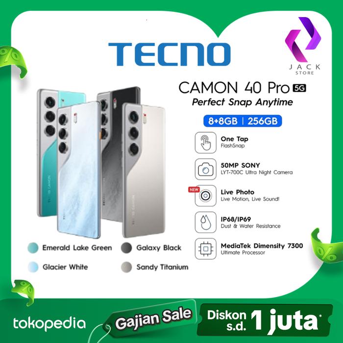 Promo TECNO CAMON 40 PRO 5G [12GB+256GB] - GARANSI RESMI - GALAXY BLACK ...