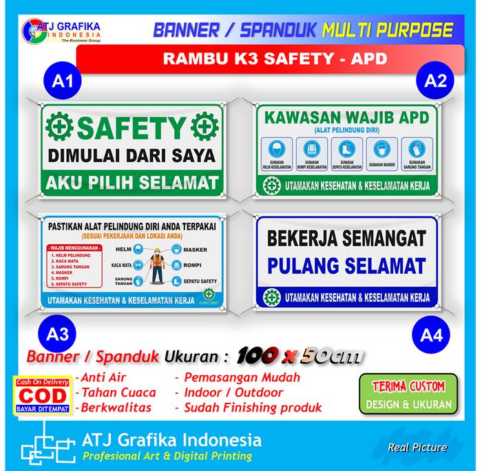 Promo Banner spanduk Rambu K3 safety first utamakan kesehatan ...