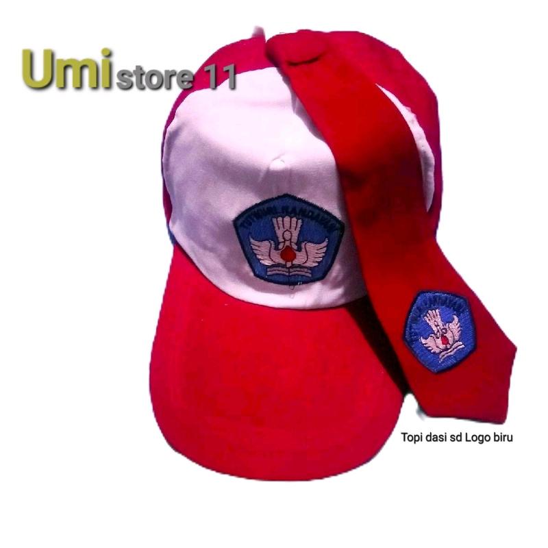 Satu Set TOPI+DASI Cowo Logo biru [bordir) Syal - Shop | Tokopedia