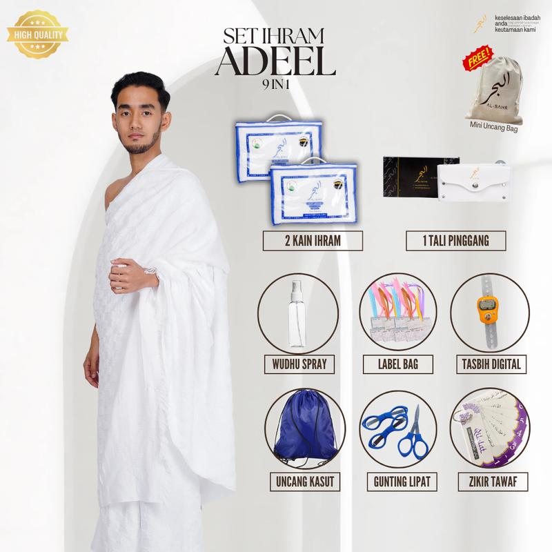 AL-BAHR SET IHRAM ADEEL 9 in 1 - 2 SET KAIN IHRAM + 1 TALI PINGGANG ...